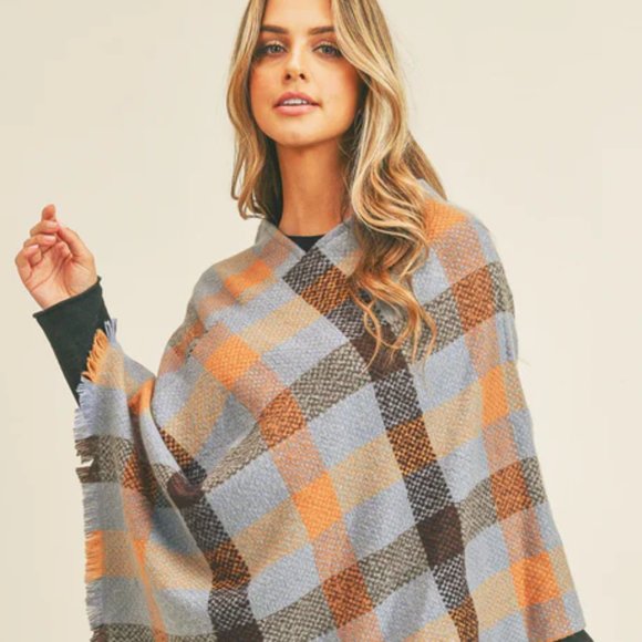 Accessories | Multi Color Check Pattern Poncho | Poshmark